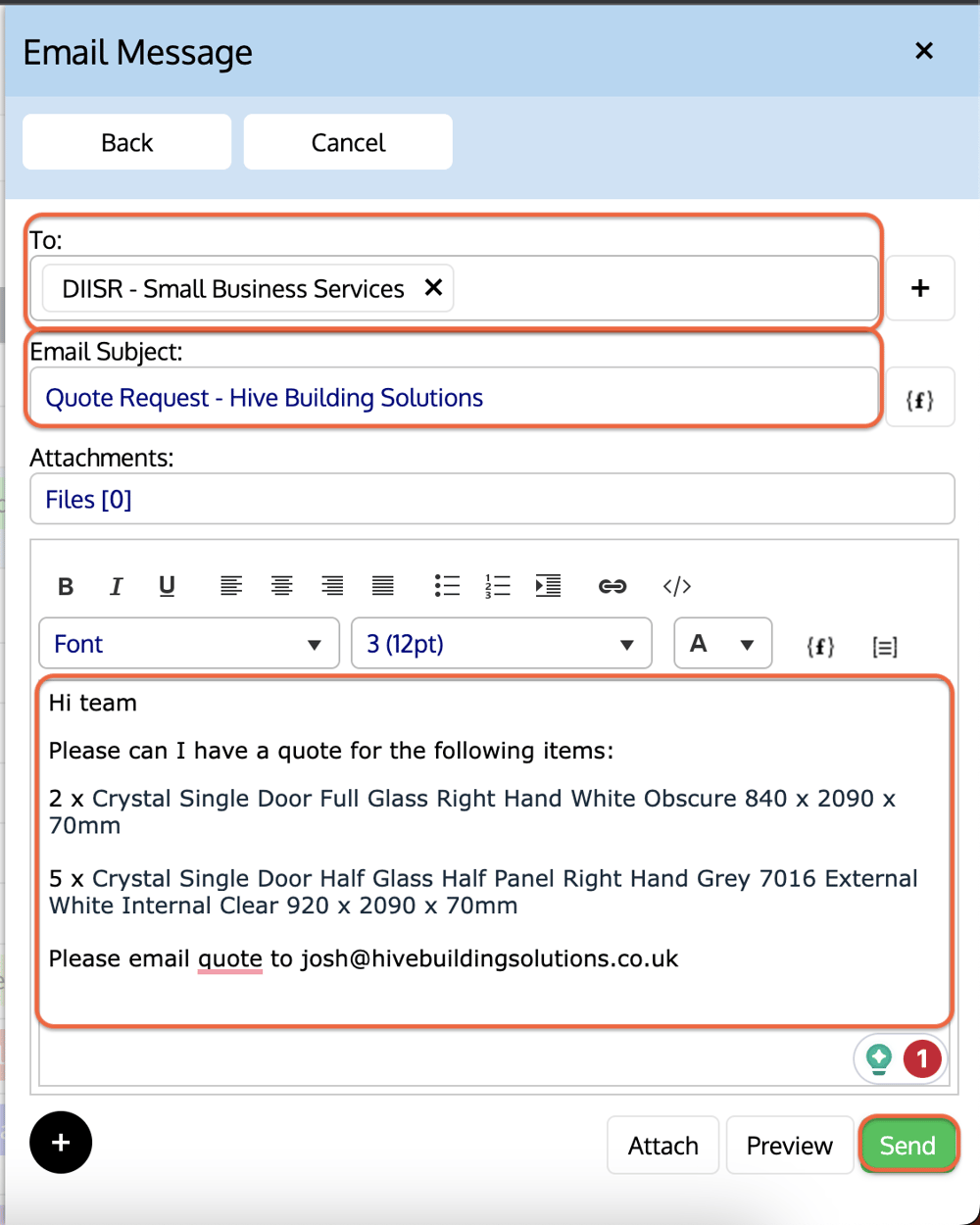 How to request a quotation from a supplier