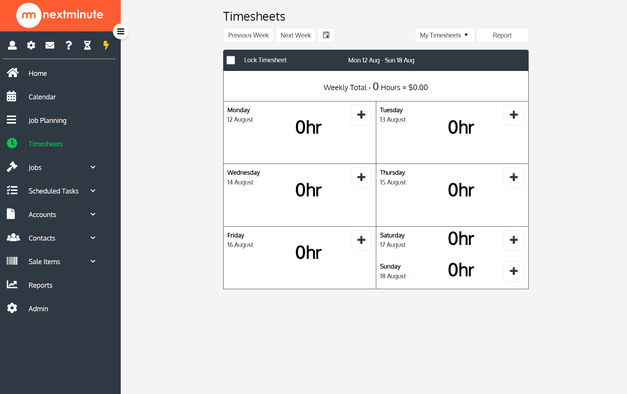 Timesheets overview on Computer & Tablet