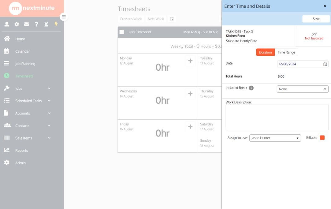 Timesheets overview on Computer & Tablet